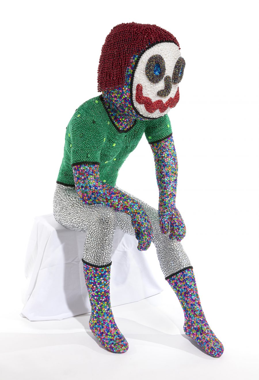 Benjamin Cabral. Self-Portrait (Performing as Audience), 2020. Rhinestones, faux pearls, beads ...